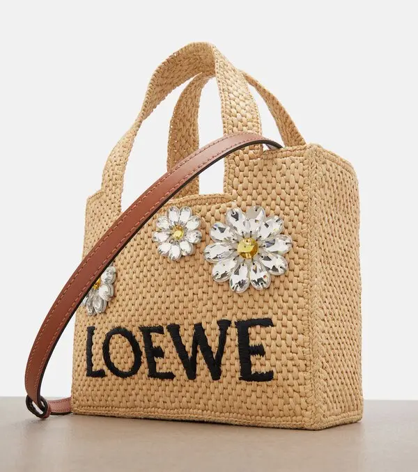 Loewe Embellished Raffia Top-handle Bag - Beige