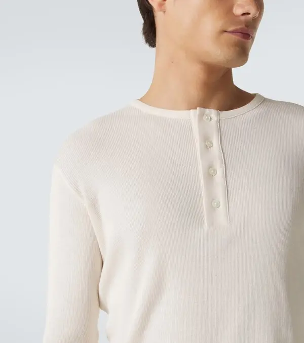 Auralee Ribbed-knit Cotton Henley Shirt