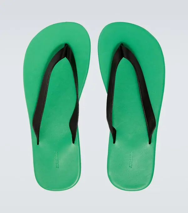 Auralee Leather Thong Sandals - Green