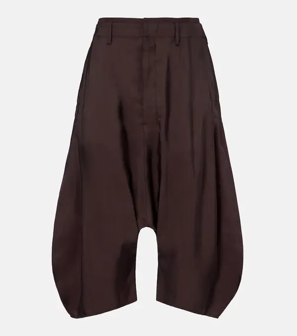 LEMAIRE Oversized Bermuda Shorts In Glossy - Brown