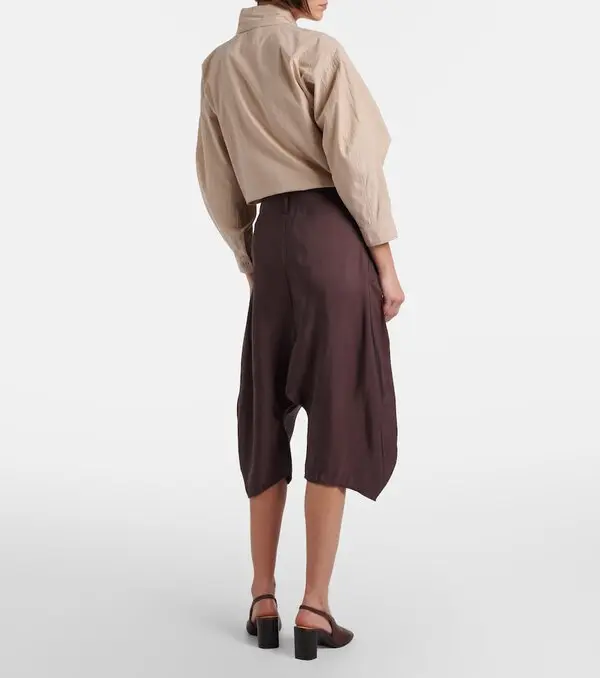 LEMAIRE Oversized Bermuda Shorts In Glossy - Brown