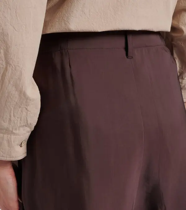LEMAIRE Oversized Bermuda Shorts In Glossy - Brown