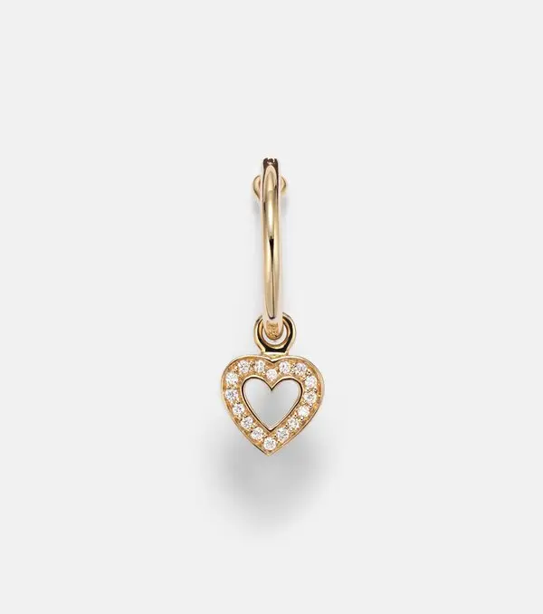 Sophie Bille Brahe 18kt Yellow Diamond Heart Hoop Earring - Gold
