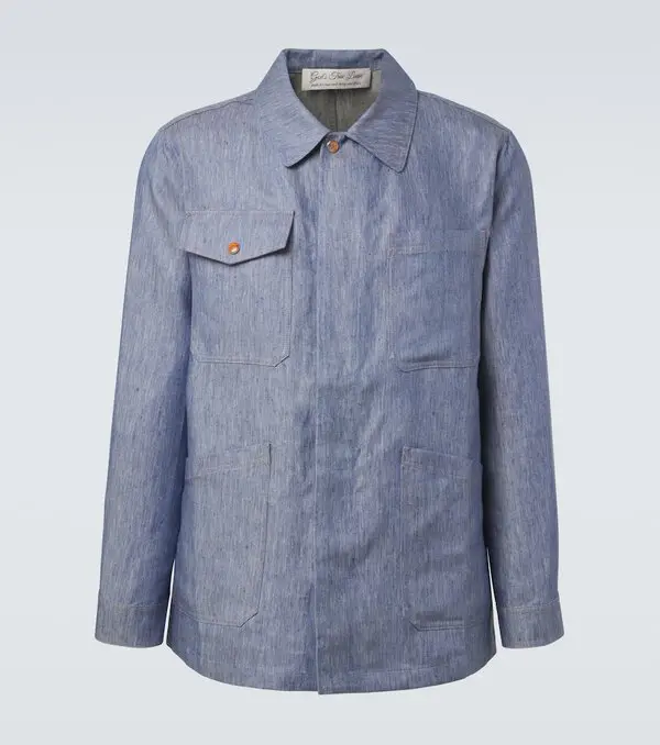 GOD'S TRUE CASHMERE Linen Denim Jacket With Carnelian