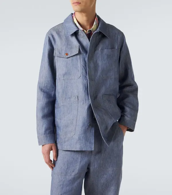 GOD'S TRUE CASHMERE Linen Denim Jacket With Carnelian