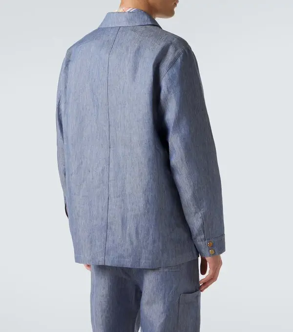 GOD'S TRUE CASHMERE Linen Denim Jacket With Carnelian