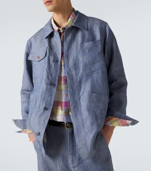 GOD'S TRUE CASHMERE Linen Denim Jacket With Carnelian