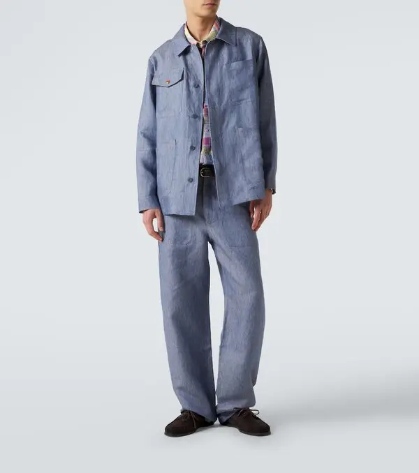 GOD'S TRUE CASHMERE Linen Denim Jacket With Carnelian