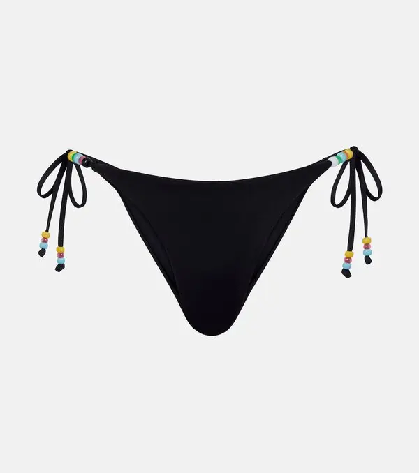 Staud Sisley Beaded Bikini Bottoms - Black