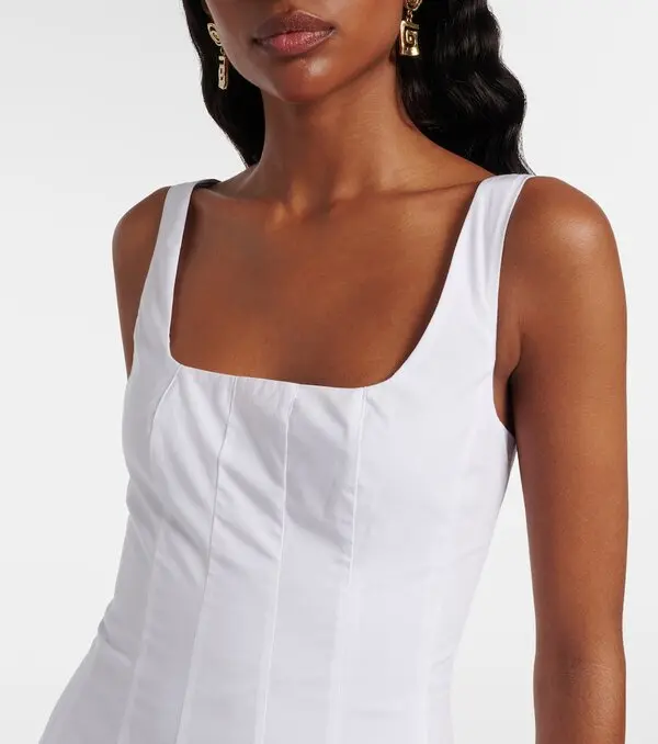 Staud Wells Cotton Poplin Midi Dress - White