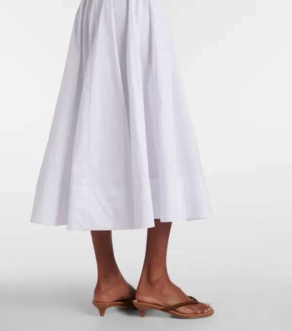 Staud Wells Cotton Poplin Midi Dress - White