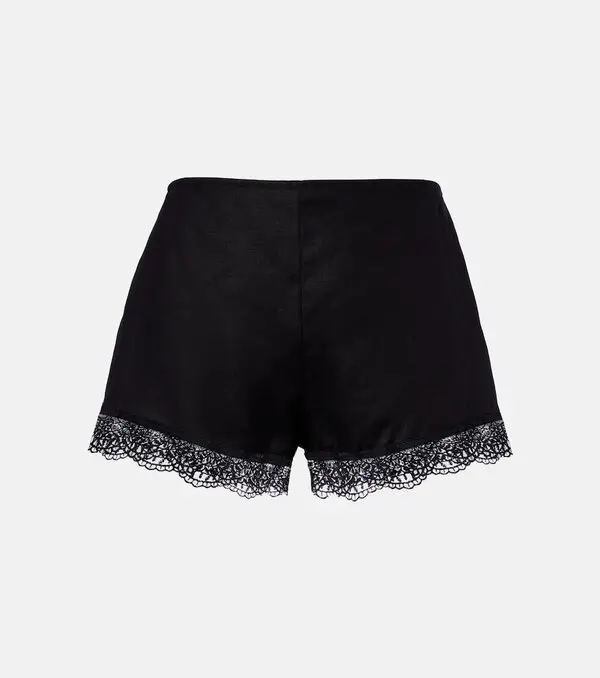 Staud Von Lace-trimmed Linen Shorts - Black