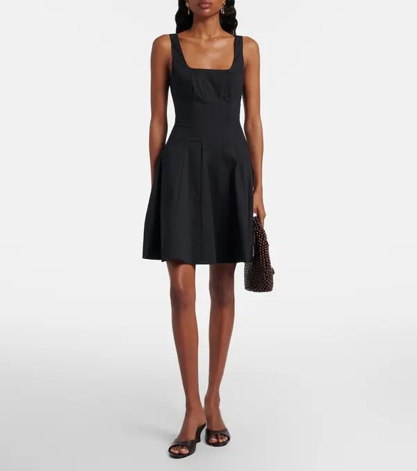 Staud Wells Cotton Mini Dress - Black