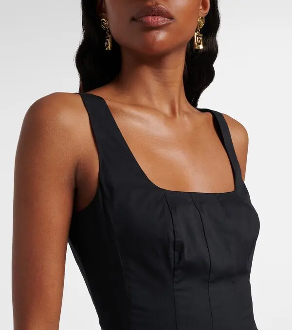 Staud Wells Cotton Mini Dress - Black