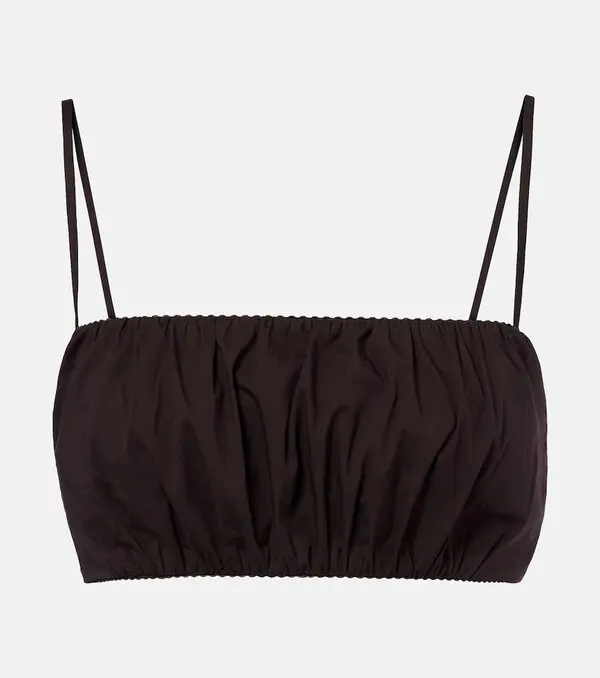 Staud Fiore Cotton Crop Top - Brown