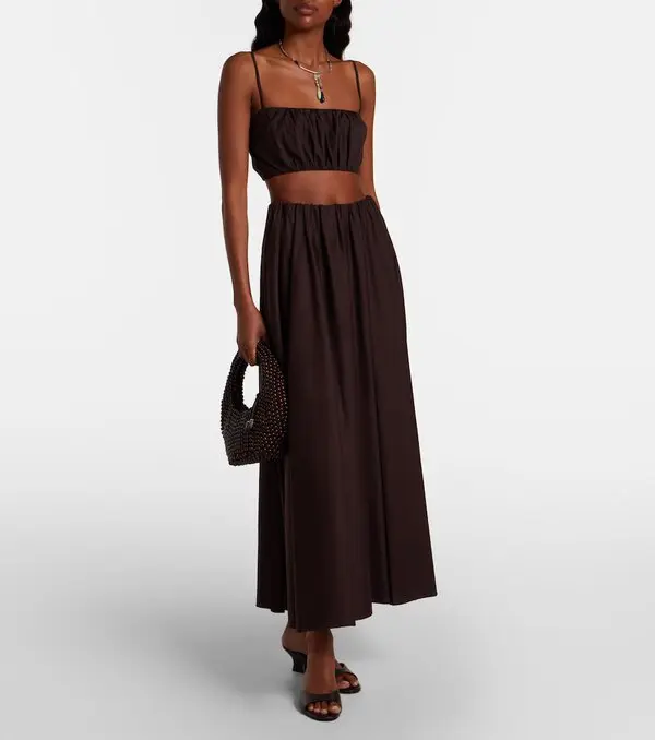 Staud Fiore Cotton Crop Top - Brown