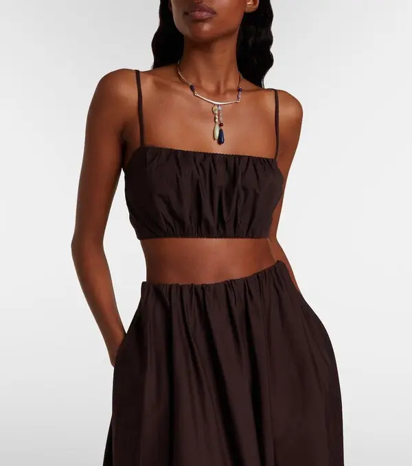 Staud Fiore Cotton Crop Top - Brown