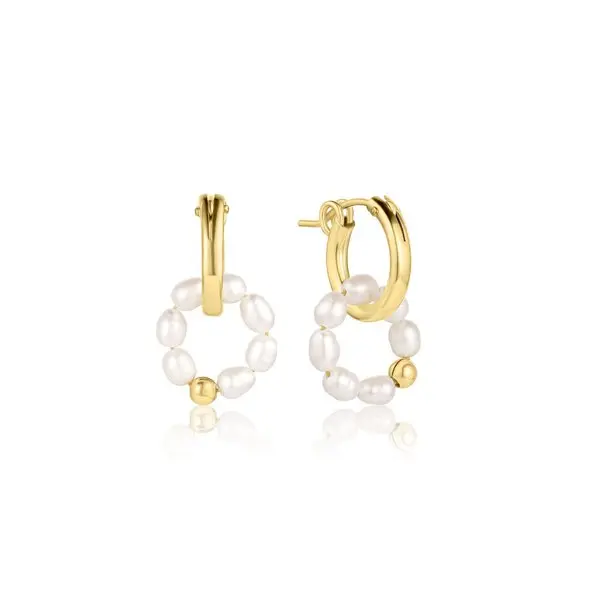 SET & STONES Gold And Pearl Halo Hoop Earrings - Gold/white