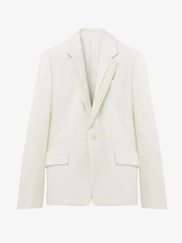 Alexander McQueen Pleated Lapel Single-breasted Jacket - Ivory
