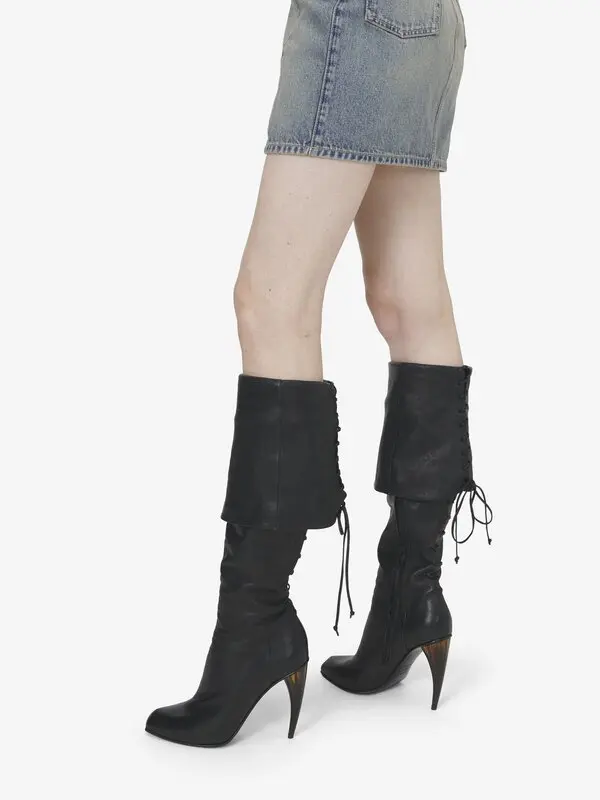 Alexander McQueen Horn Heel Knee-high Boot - Black