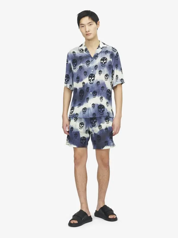 Alexander McQueen Tie-dye Skull Swim Shorts - Navy/black