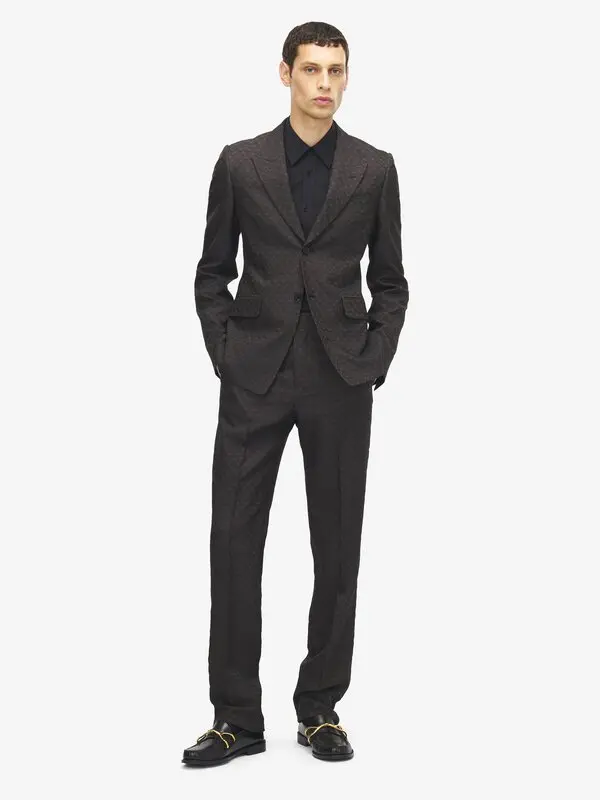 Alexander McQueen Skull Jacquard Single Breasted Jacket - Brown