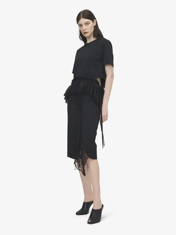 Alexander McQueen Lace Trim Peplum T-shirt