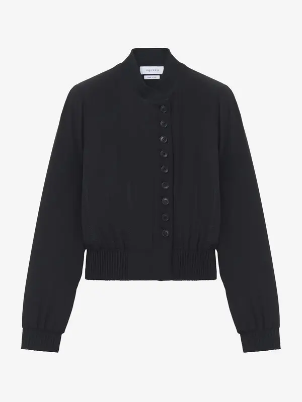 Alexander McQueen Silk Crêpe De Chine Bomber Jacket - Black