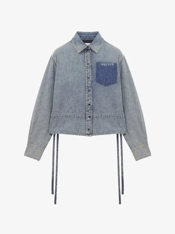Alexander McQueen Chambray Shirt Jacket With Drawstring Waist