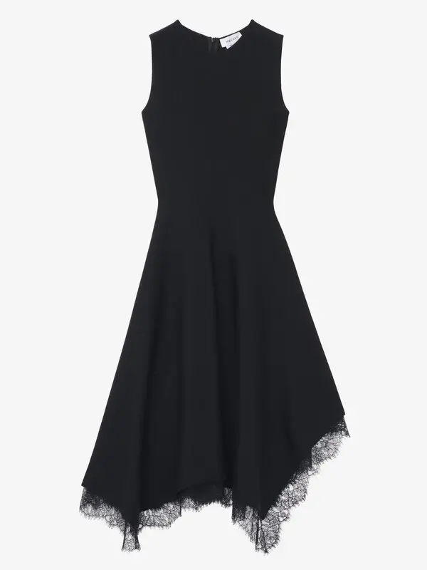 Alexander McQueen Lace Trim A-line Dress - Black