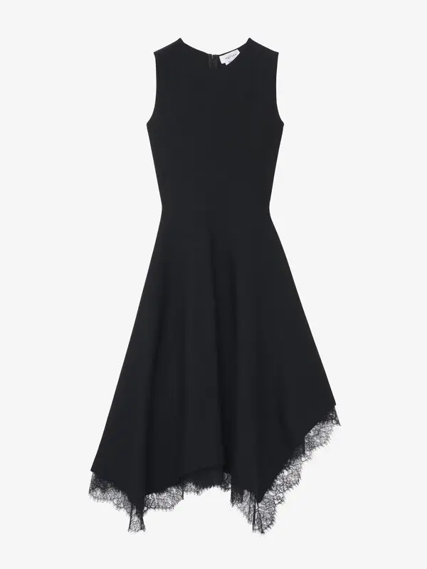Alexander McQueen Lace Trim A-line Dress - Black