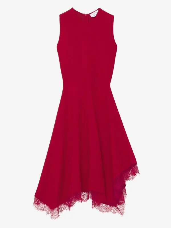 Alexander McQueen Lace Trim A-line Dress - Red