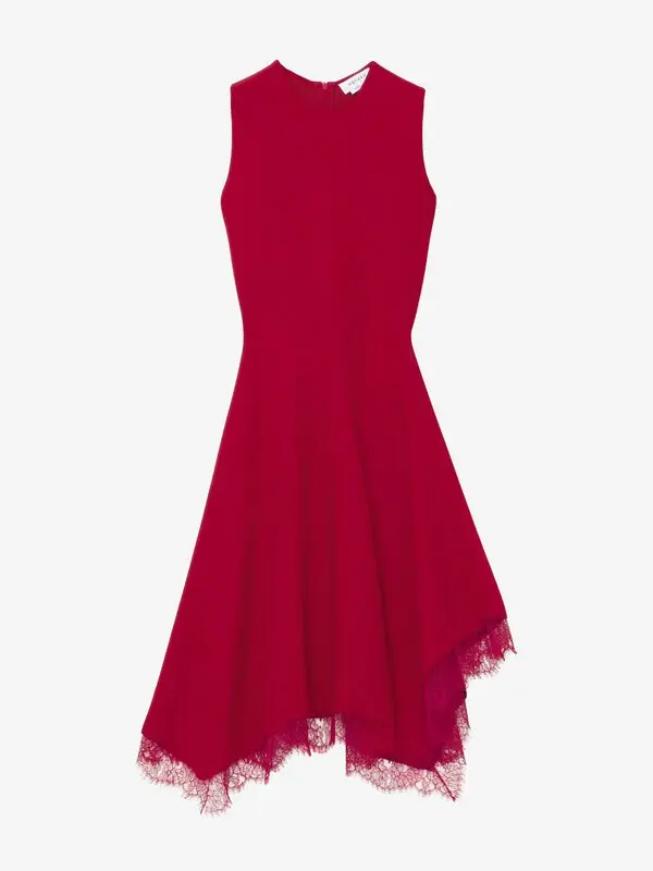 Alexander McQueen Lace Trim A-line Dress - Red