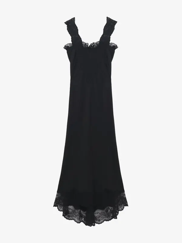 Alexander McQueen Lace Trim Midi Dress - Black