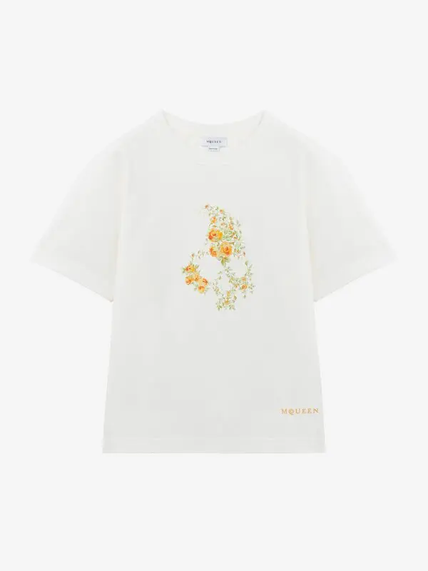 Alexander McQueen Floral Skull T-shirt - Ivory