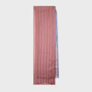 Paul Smith Red 'mixed Stripe' Silk-blend Scarf - Orange