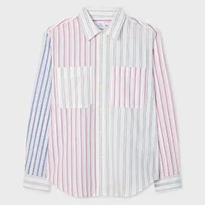 Paul Smith Mix Up Stripe Cotton-linen Shirt - White
