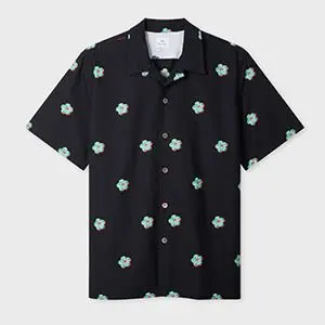 Paul Smith Zine Floral' Print Cotton Shirt - Black