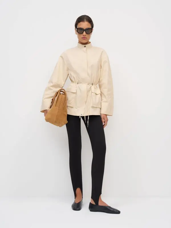 REFORMATION Callista Jacket With High Neckline And Waist Tie - Ivory