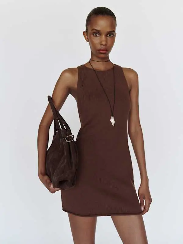 REFORMATION Oriana Sweater Tank Dress - Brown