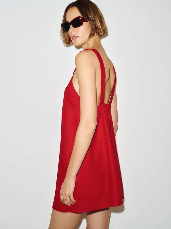 REFORMATION Luella Linen Mini Dress - Red