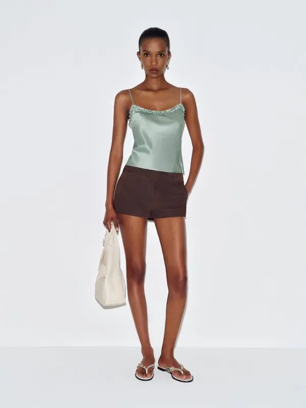 REFORMATION Kristen Silk Top - Green