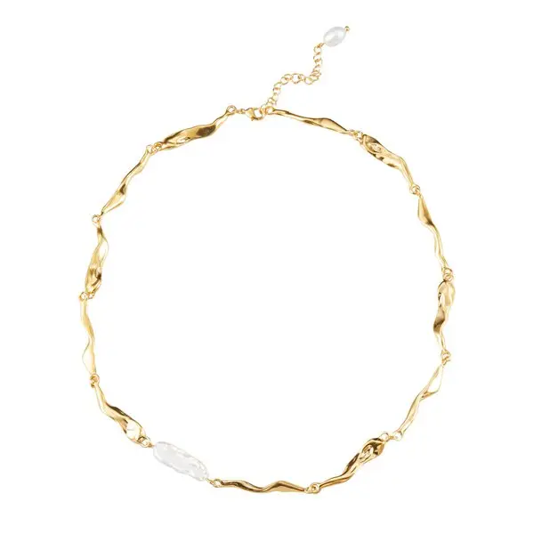 CLASSICHARMS Molten Baroque Pearl Necklace - Gold