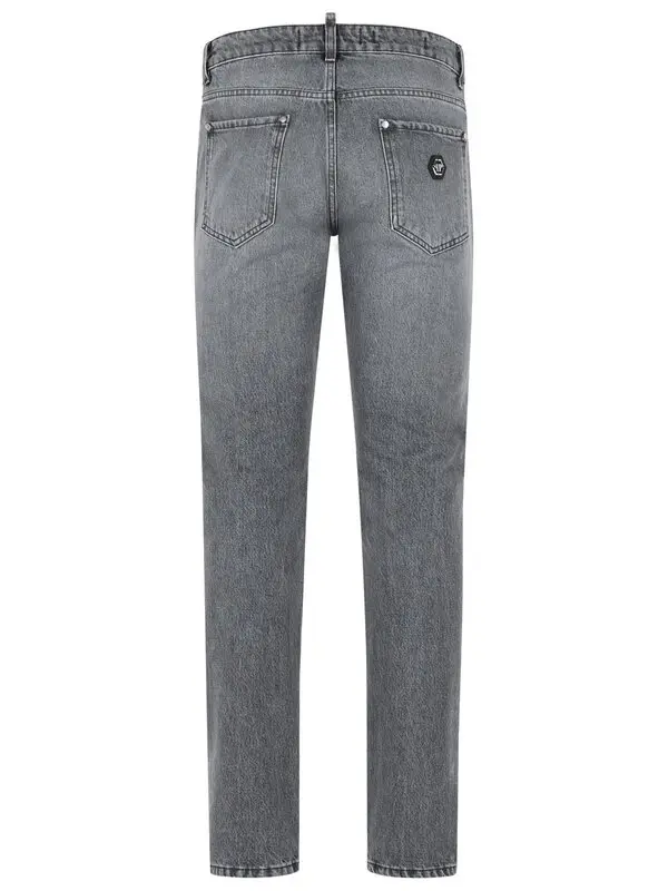Philipp Plein Straight Cotton Jeans - Grey