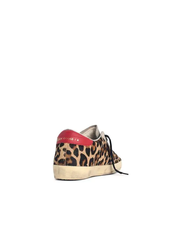 GOLDEN GOOSE Leopard Pony Leather Super Star Sneakers - Multicolor