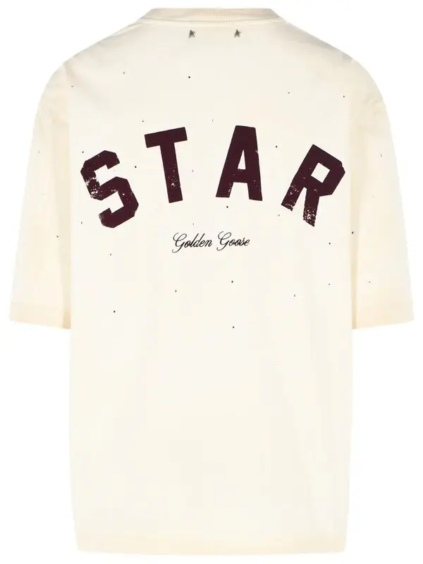 GOLDEN GOOSE Star" Cotton T-shirt With Rhinestone Appliqués - Ivory