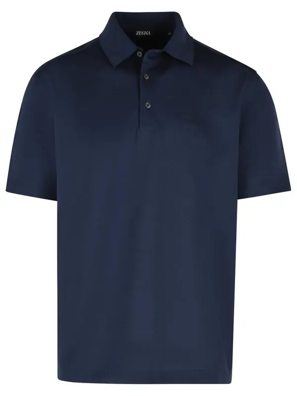 Zegna Polo Shirt In Cotton - Blue