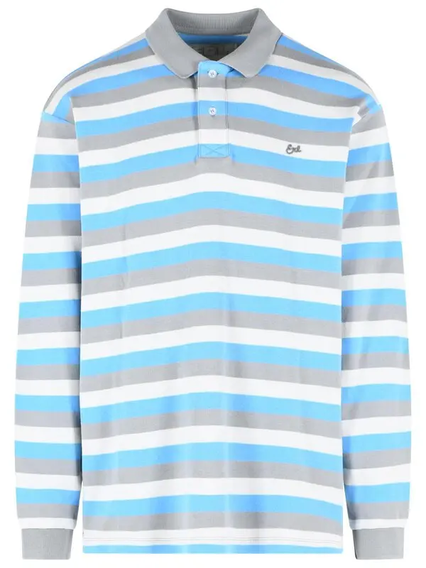 ERL Multicolor Striped Cotton Polo Shirt - Light Blue