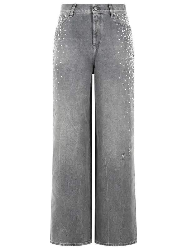 GOLDEN GOOSE Melody Embellished Cotton Jeans - Grey