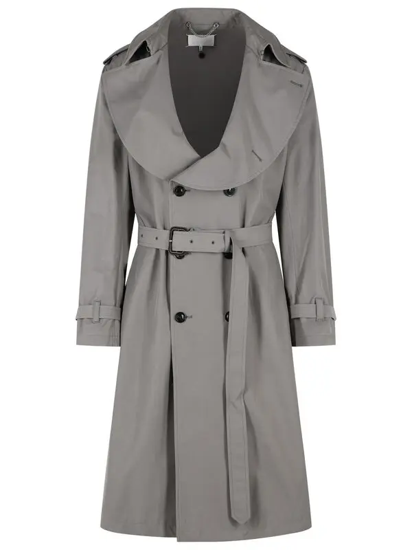 MAISON MARGIELA Cotton Blend Trench Coat With Folded Collar - Grey